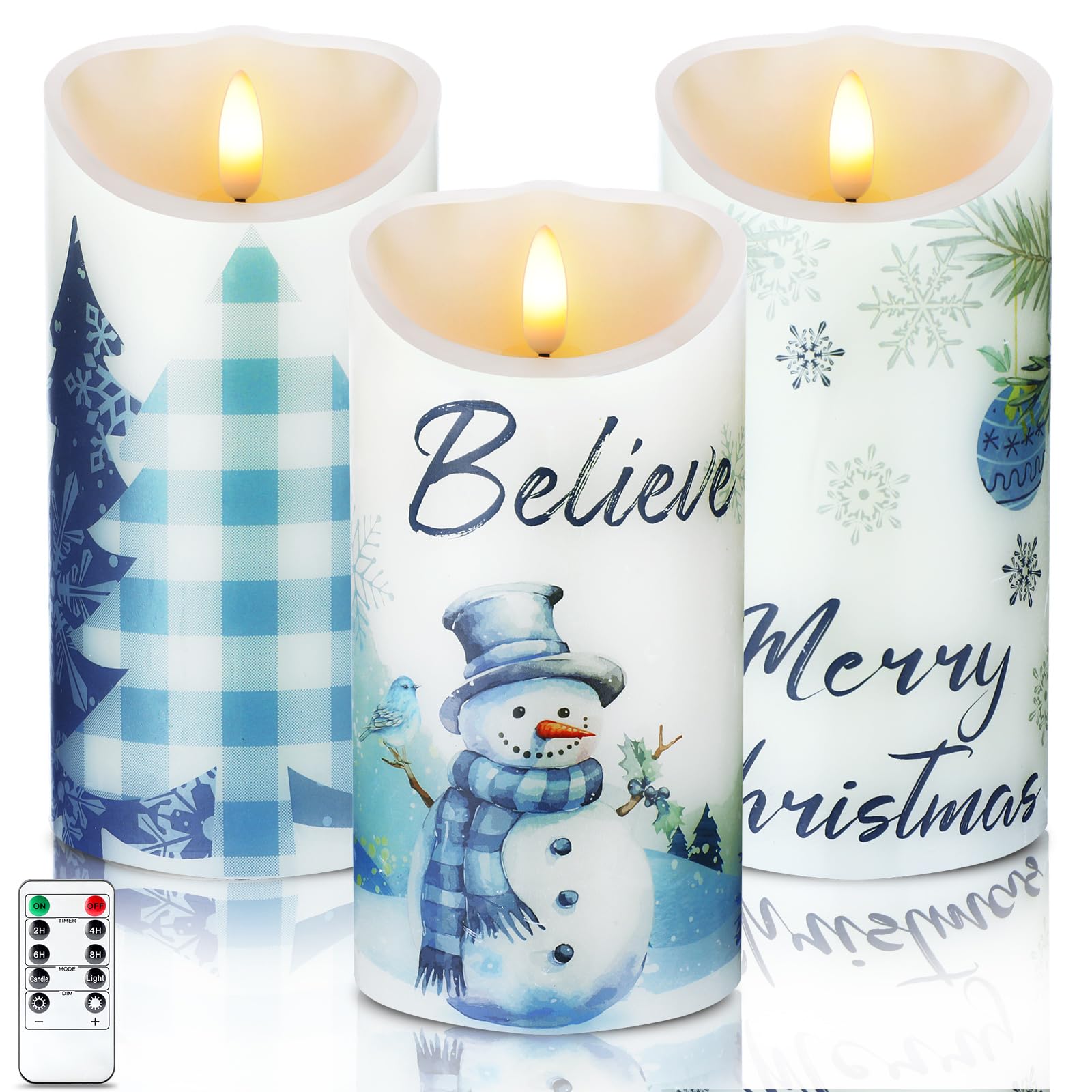 Amazon.com: ROCEEI 3 Pcs Winter LED Candles Black and White Candles ...