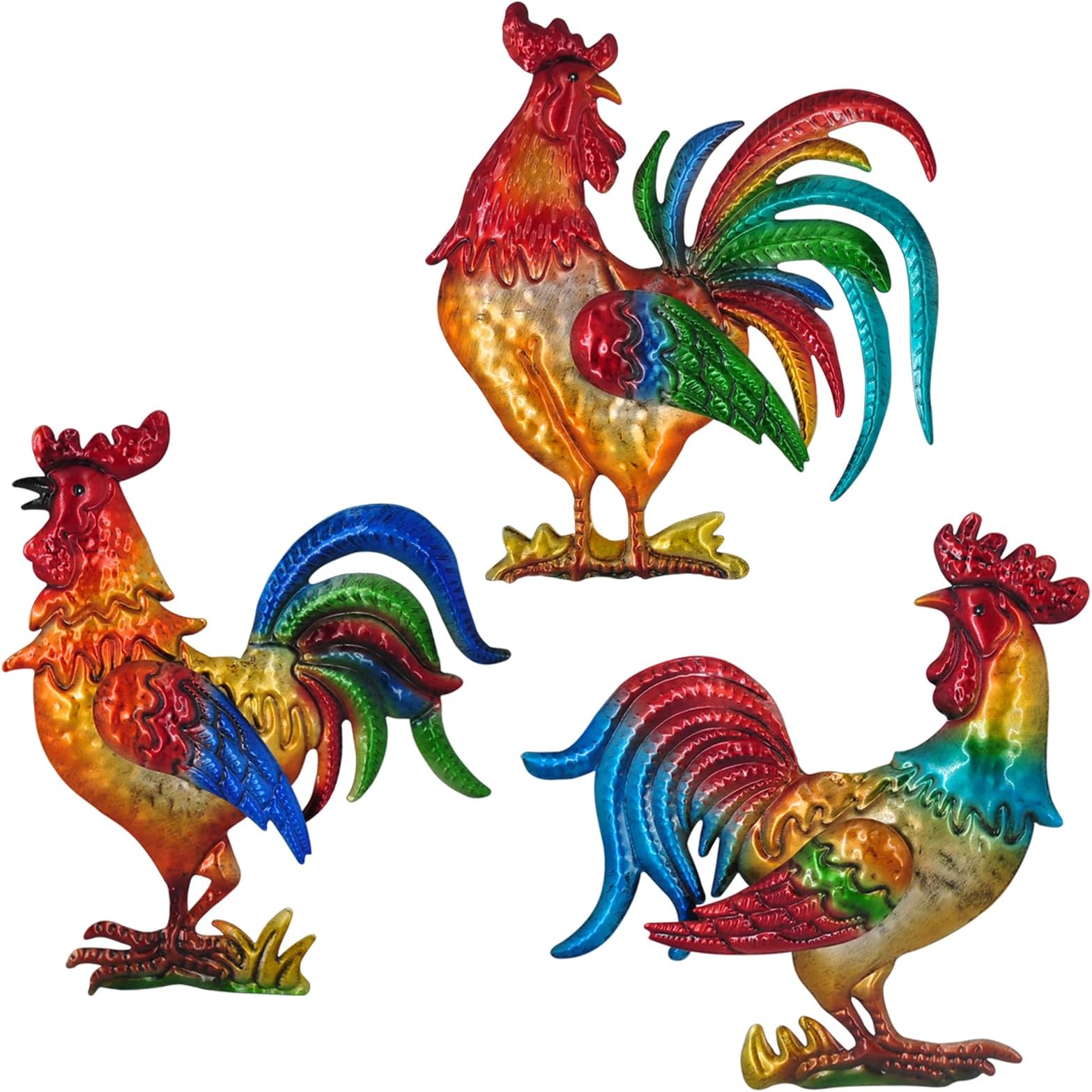 Amazon.com : Wicked Chick Design Corrugated Metal Rooster Wall Art ...