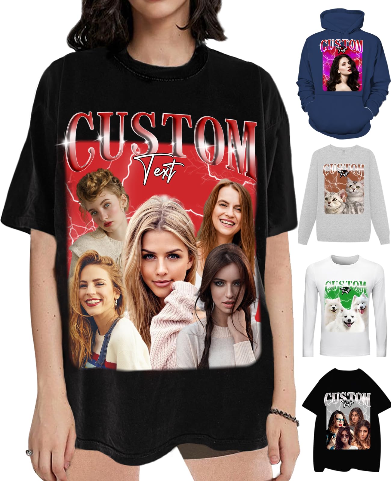 Amazon.com: Custom Your Own Bootleg Rap Tee Shirts with Picture Text ...