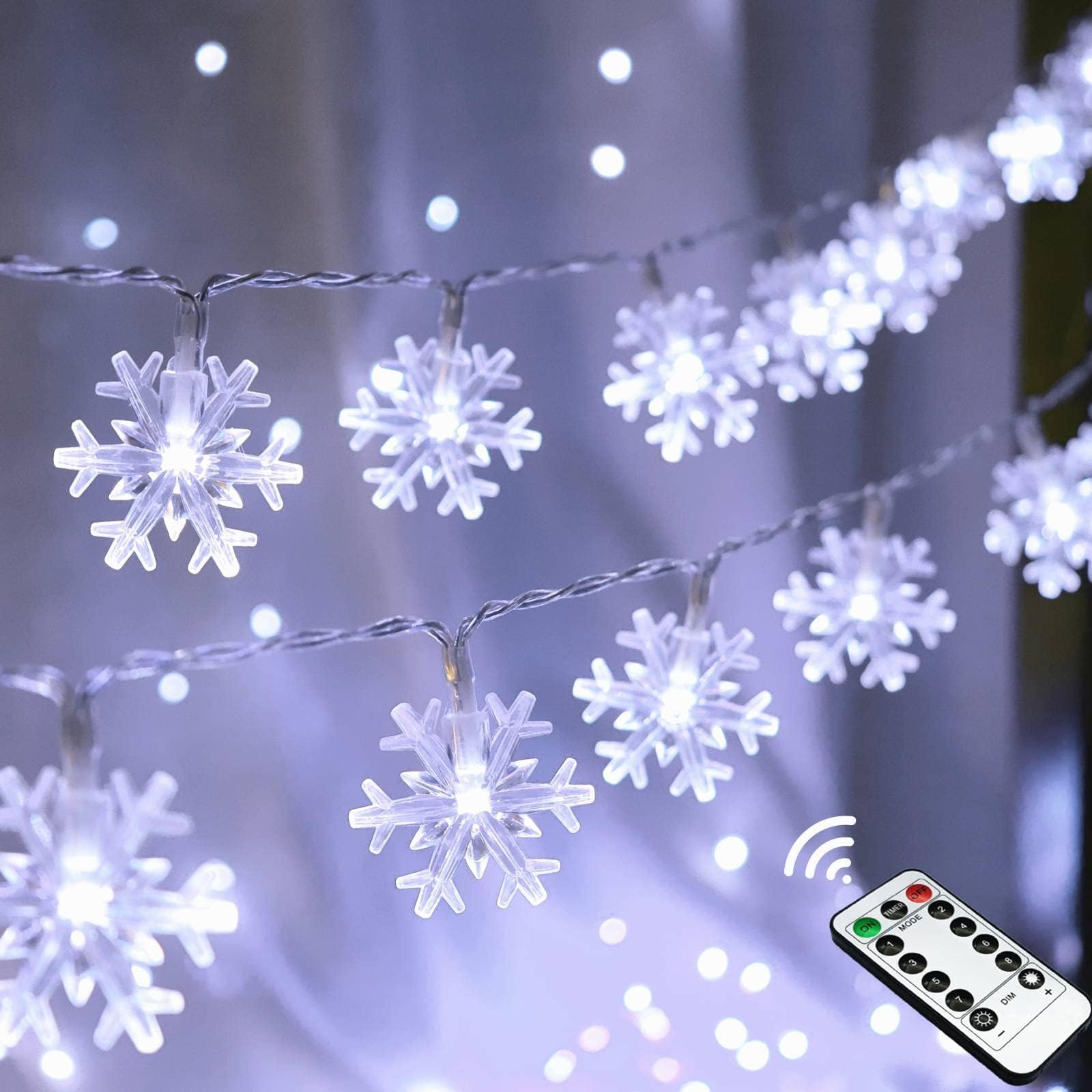 Amazon.com: Christmas Snowflake String Lights, 20 FT 40 LED Battery ...