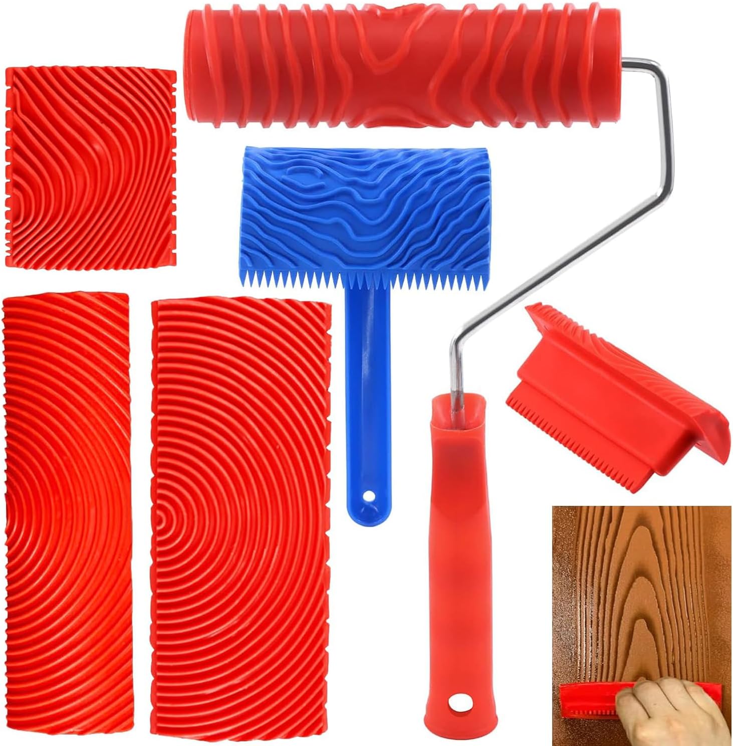 Paint Roller, Paint Pattern Roller, Wood Grain Tool Kit, Wood Graining ...