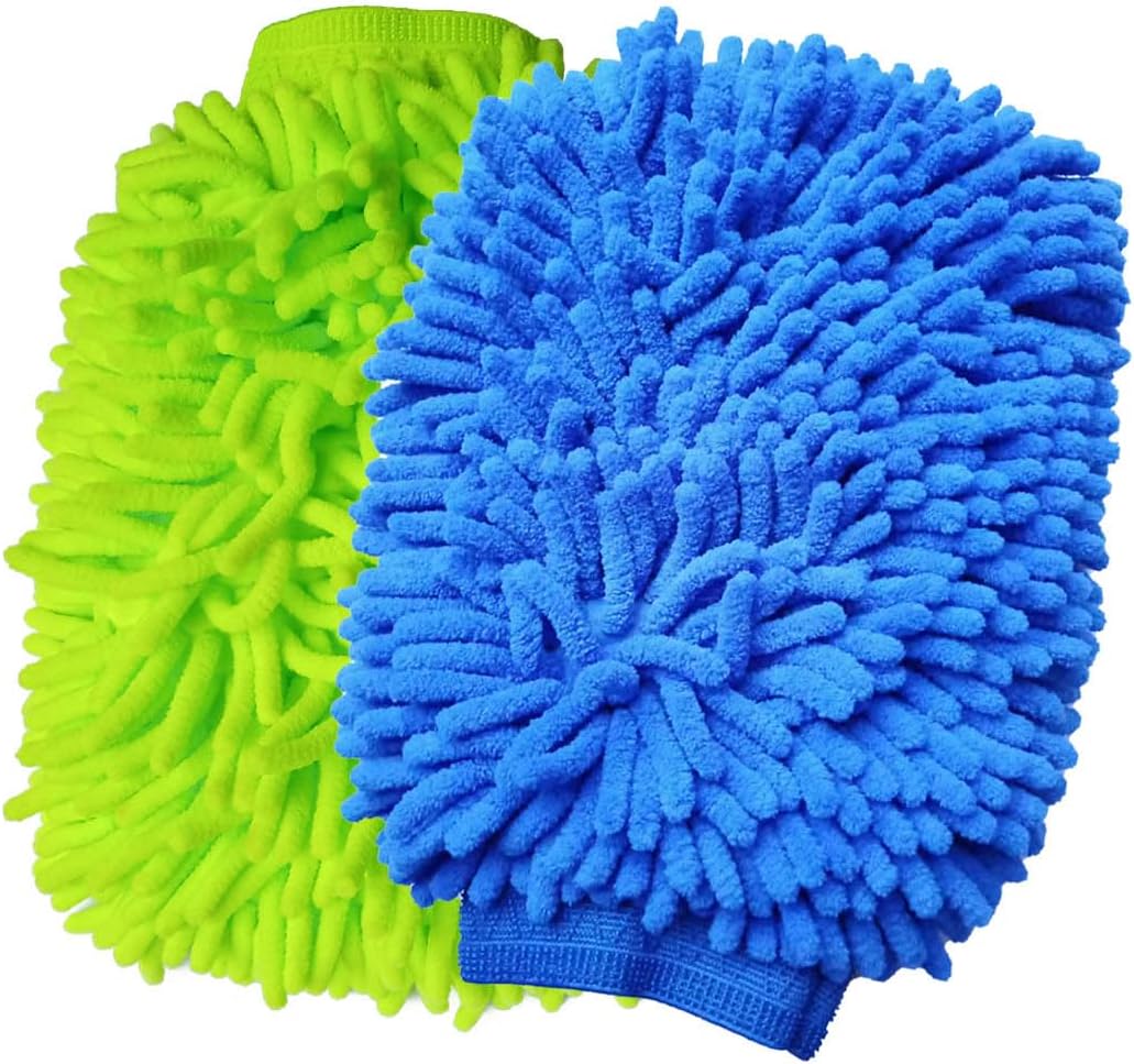 Amazon.com: HeGangLy 2 Pack Car Wash Mitt Microfiber Chenille Car Wash ...