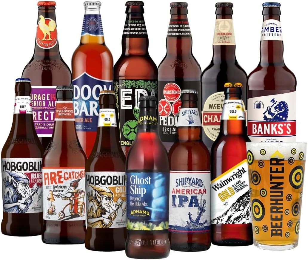 Best of British Real Ale Mixed Case of 12 Classic Beers & Pint Glass ...