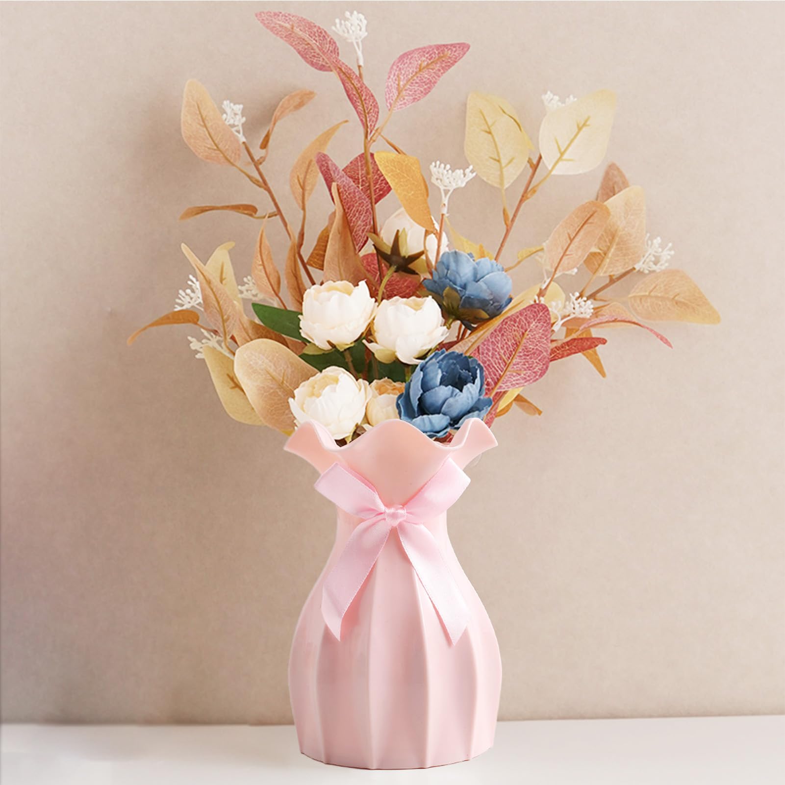 Amazon.com: Pink Plastic Vase with Ribbon, Unbreakable Small Mini ...