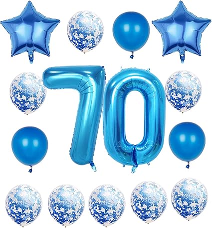 Amazon.com: 70th Birthday Decorations Party Supplies,Blue Number 70 ...