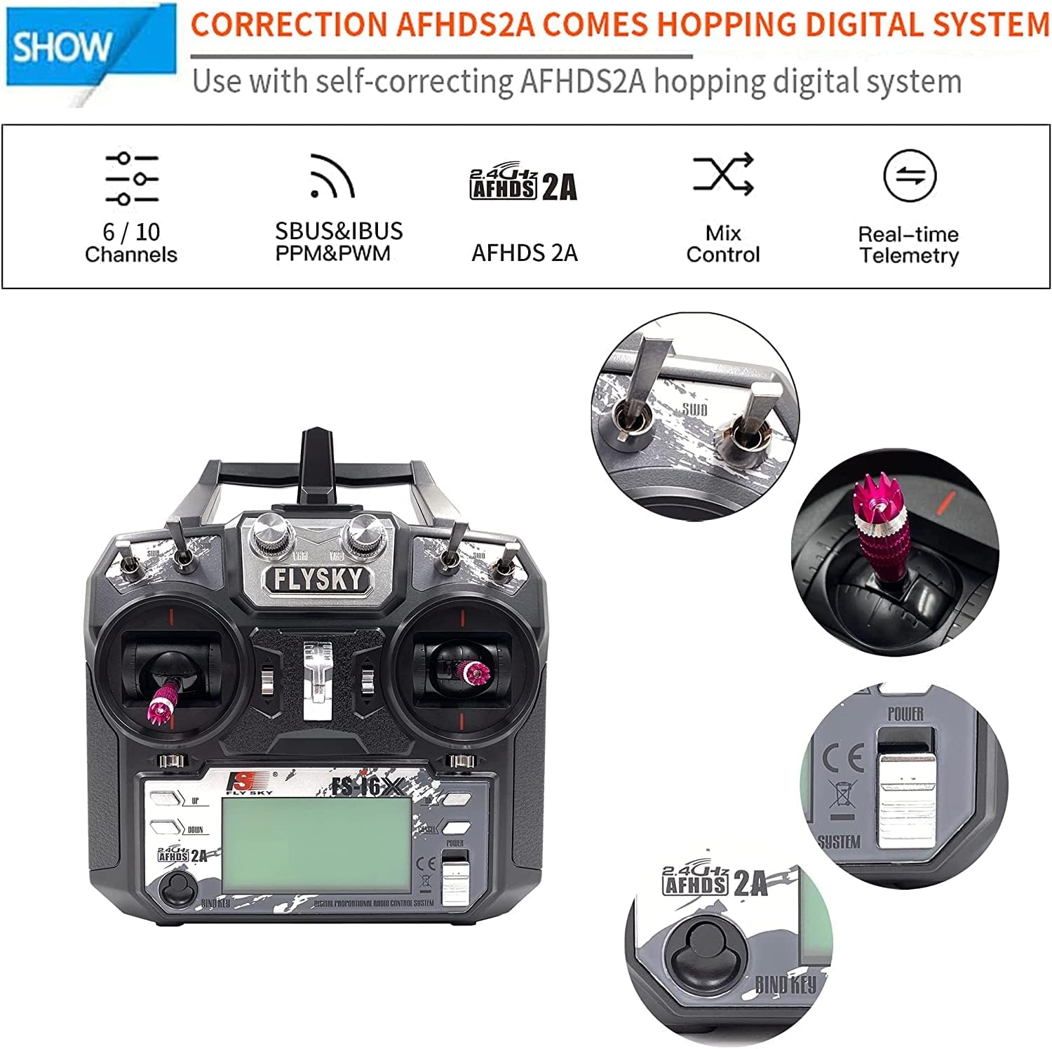 Flysky Fs I6x Control Remoto Transmisor De 6 10 Canales Predeterminado 6 24ghz Afhds Con