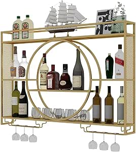 Amazon.com: PIKYsailed Metal Wine Rack Wall Mounted, Mini Bar Shelves ...