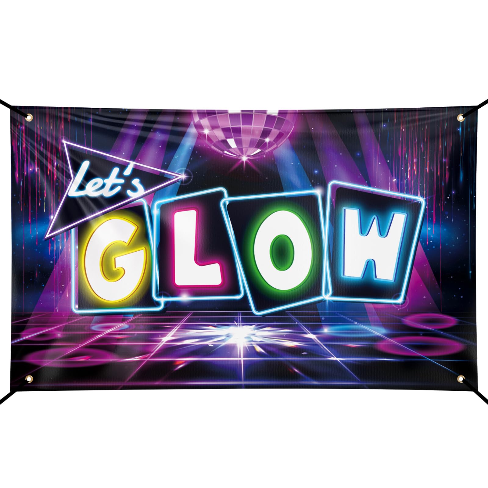 Amazon.com: Neon Glow Party Backdrop Lets Glow Party Decorations ...