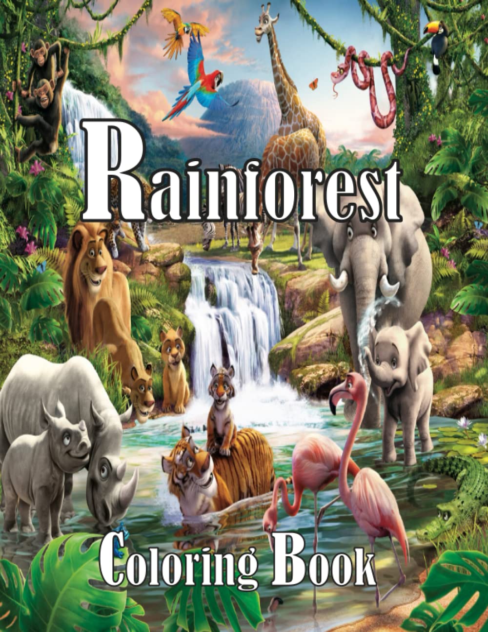 Rainforest Coloring Book: Rainforest colouring pages for Kids Featuring ...