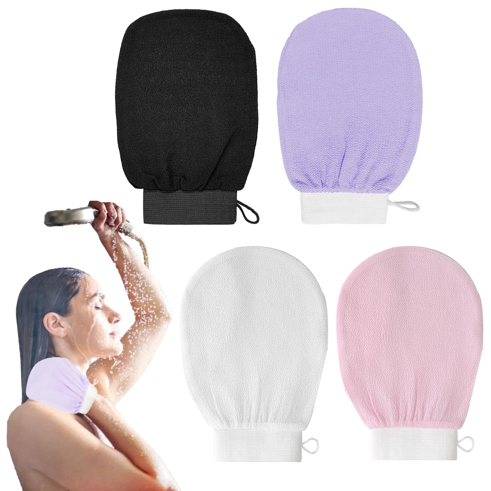 4 PCS Exfoliating Gloves, Body Scrub Glove Bath SPA Exfoliating Mitts ...