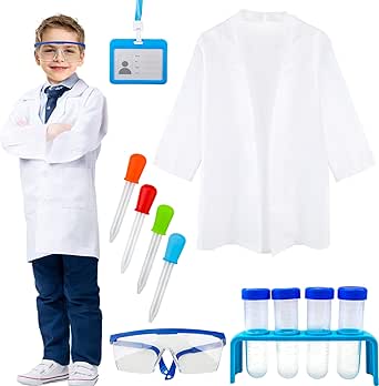 Amazon.com: Swakuta 12 Pcs Kids Scientist Costume Set White Lab Coat Goggles with Scientist Prop ...
