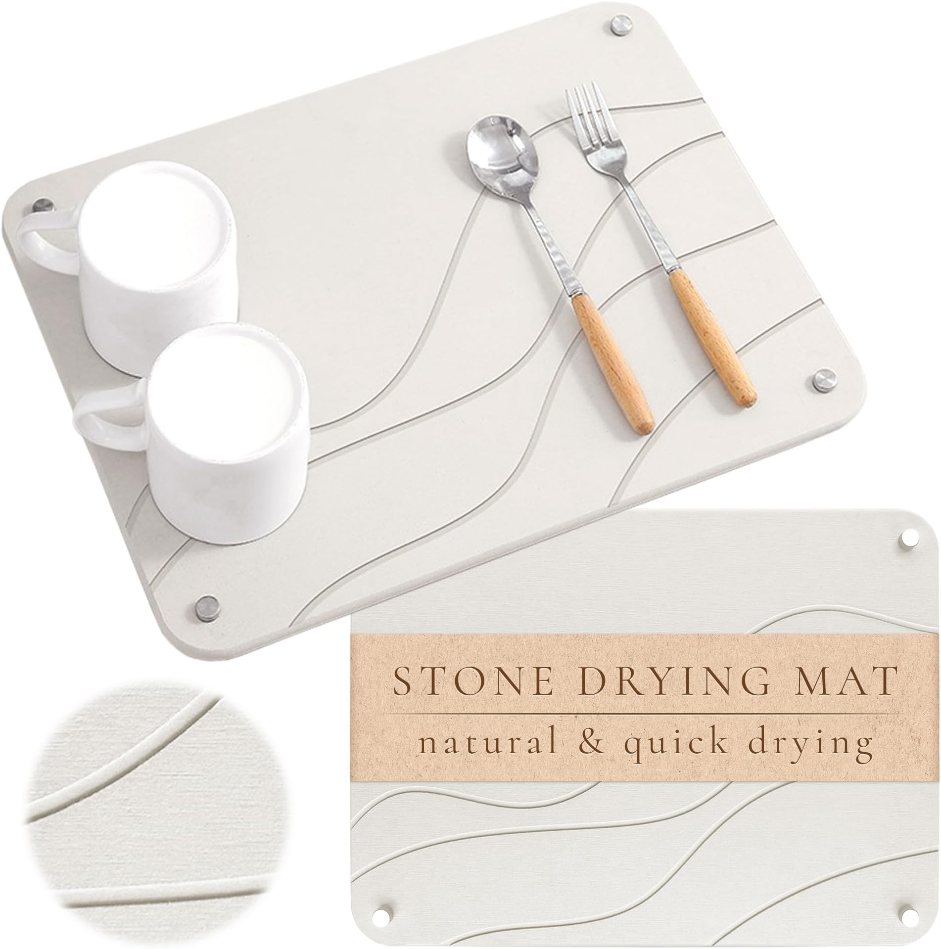 Amazon.com: Stone Drying Mat for Kitchen Counter | Large Diatomaceous ...