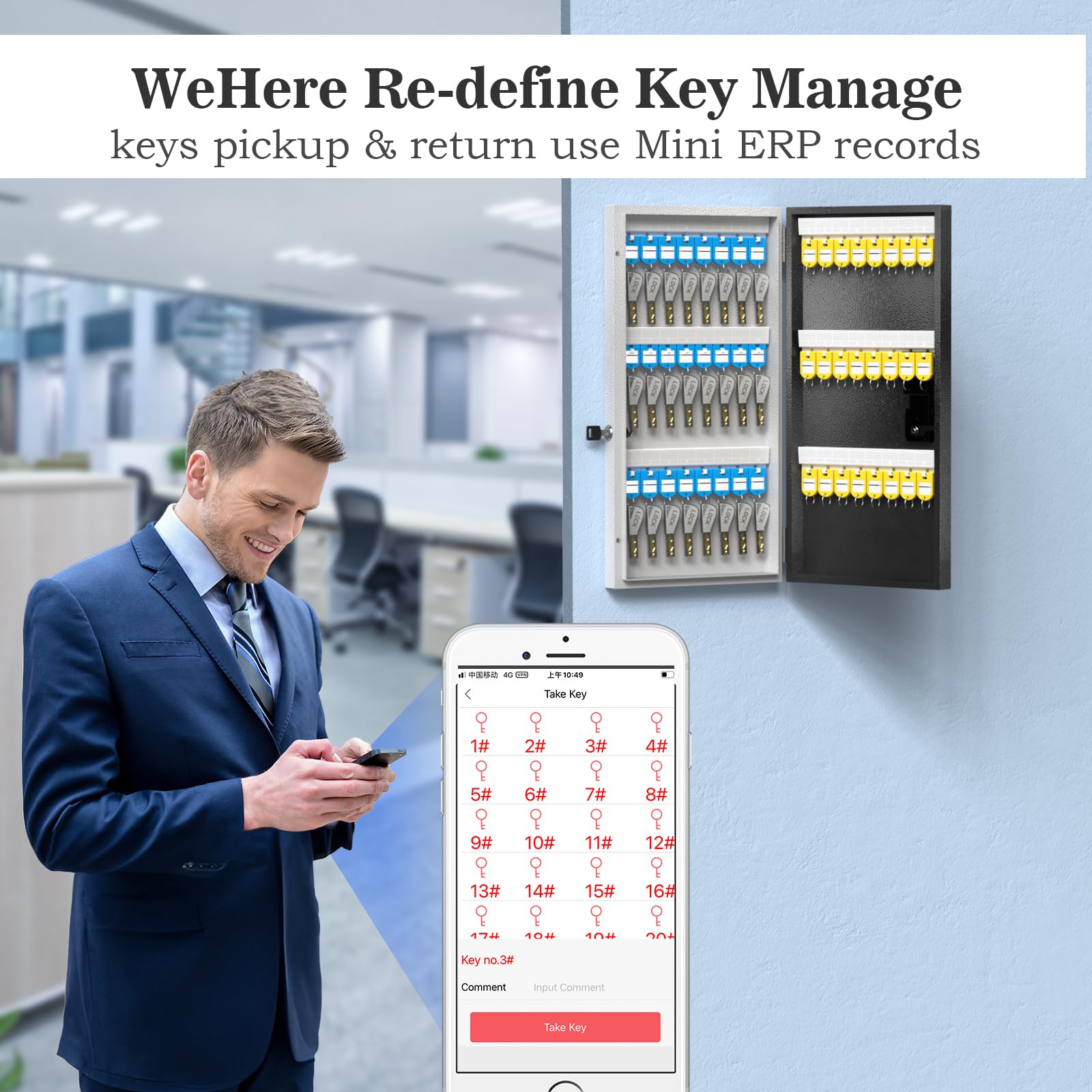 Snapklik.com : 48 Key Cabinet Organizer, Key Lock Box Wall Mount Use ...