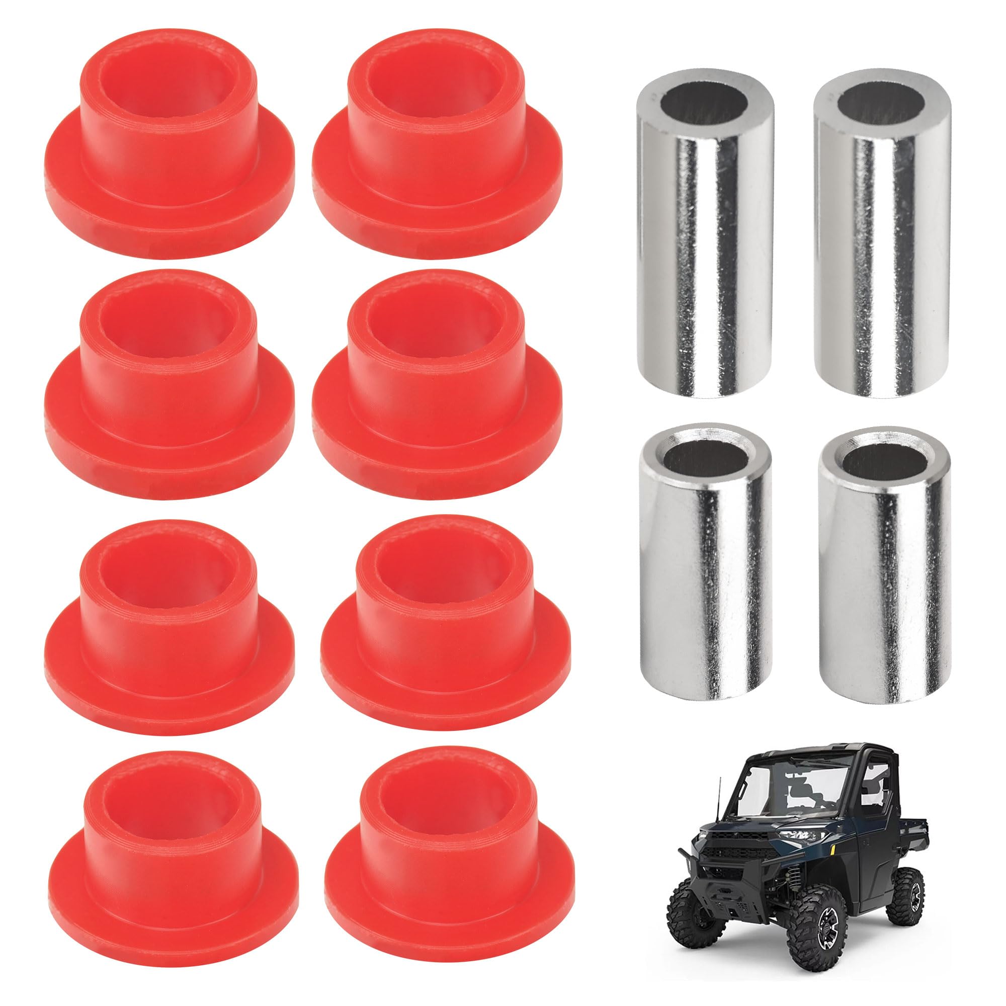 Amazon.com: Red Shock Absorber Bushings Sleeve Kit for Po-laris Ranger ...