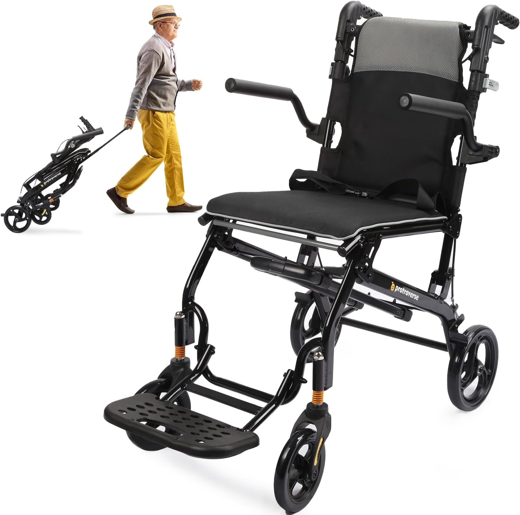 Amazon.com: PARAS KORS Transport Wheelchair Lightweight Foldable ...