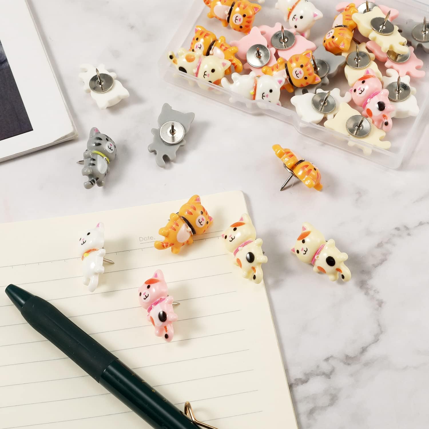 50pcs Cat Push Pins for Cork Board, Cute Push Pins Plastic Pushpins ...