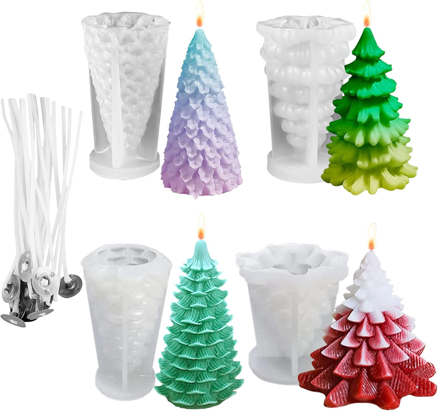 Amazon.com: DaoChuang 4pcs Christmas Tree Pine Silicone Mould, 3D ...