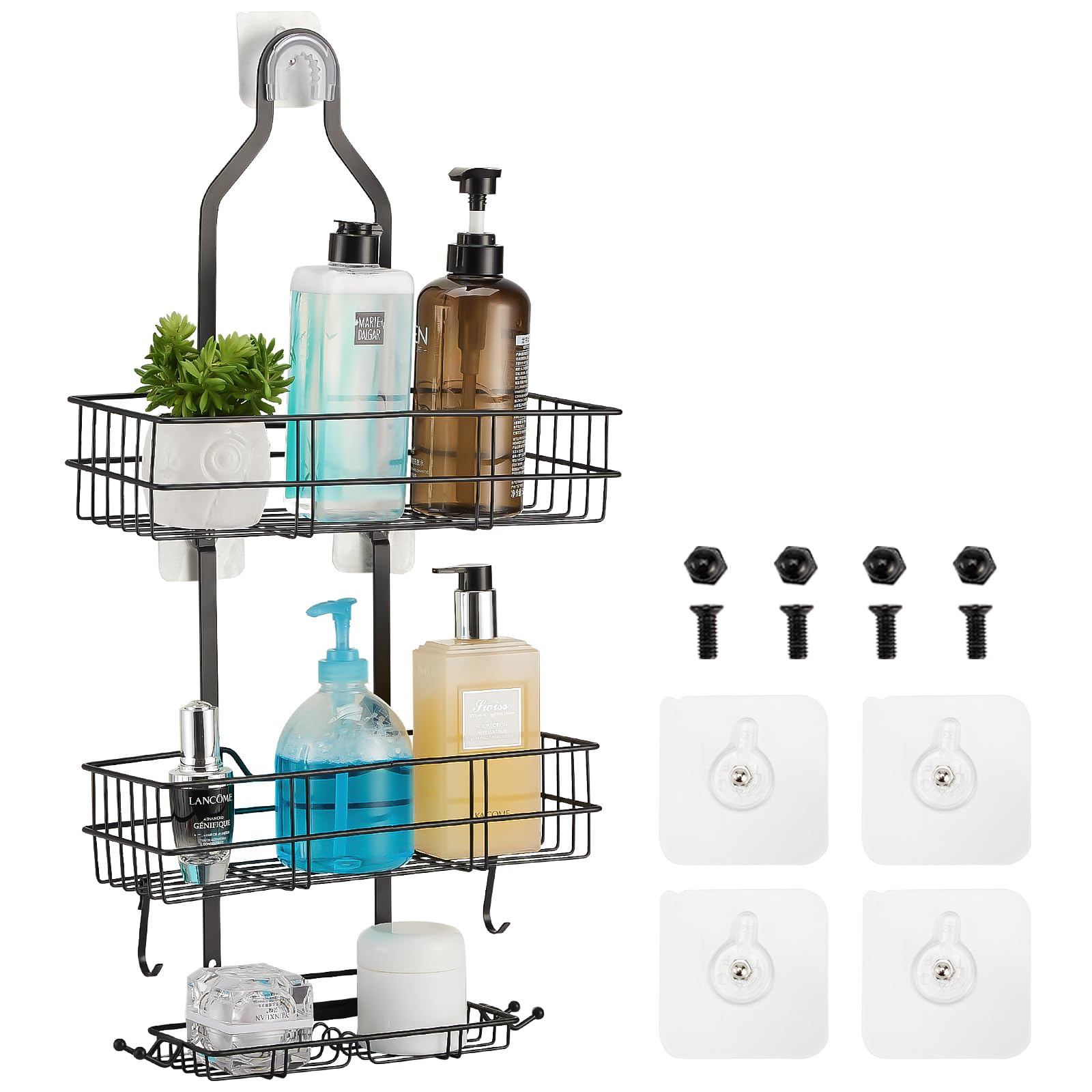 MTQ Estante de Ducha Colgante de 3 Niveles, Colgador de Ducha de Baño ...