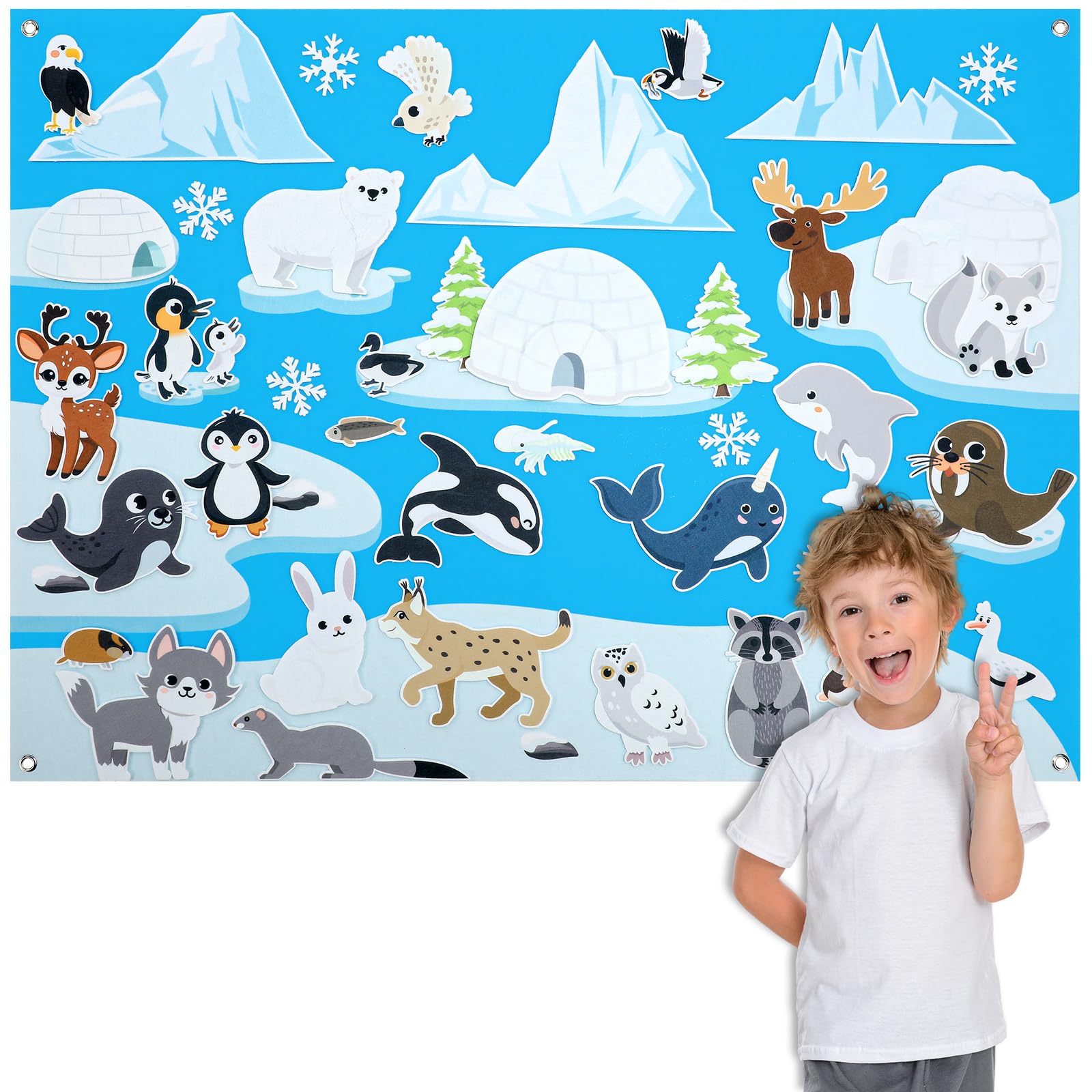 Amazon.com: Hahafelt 43 Pcs Polar Animals Felt Board Story Set, 3.4 Ft ...