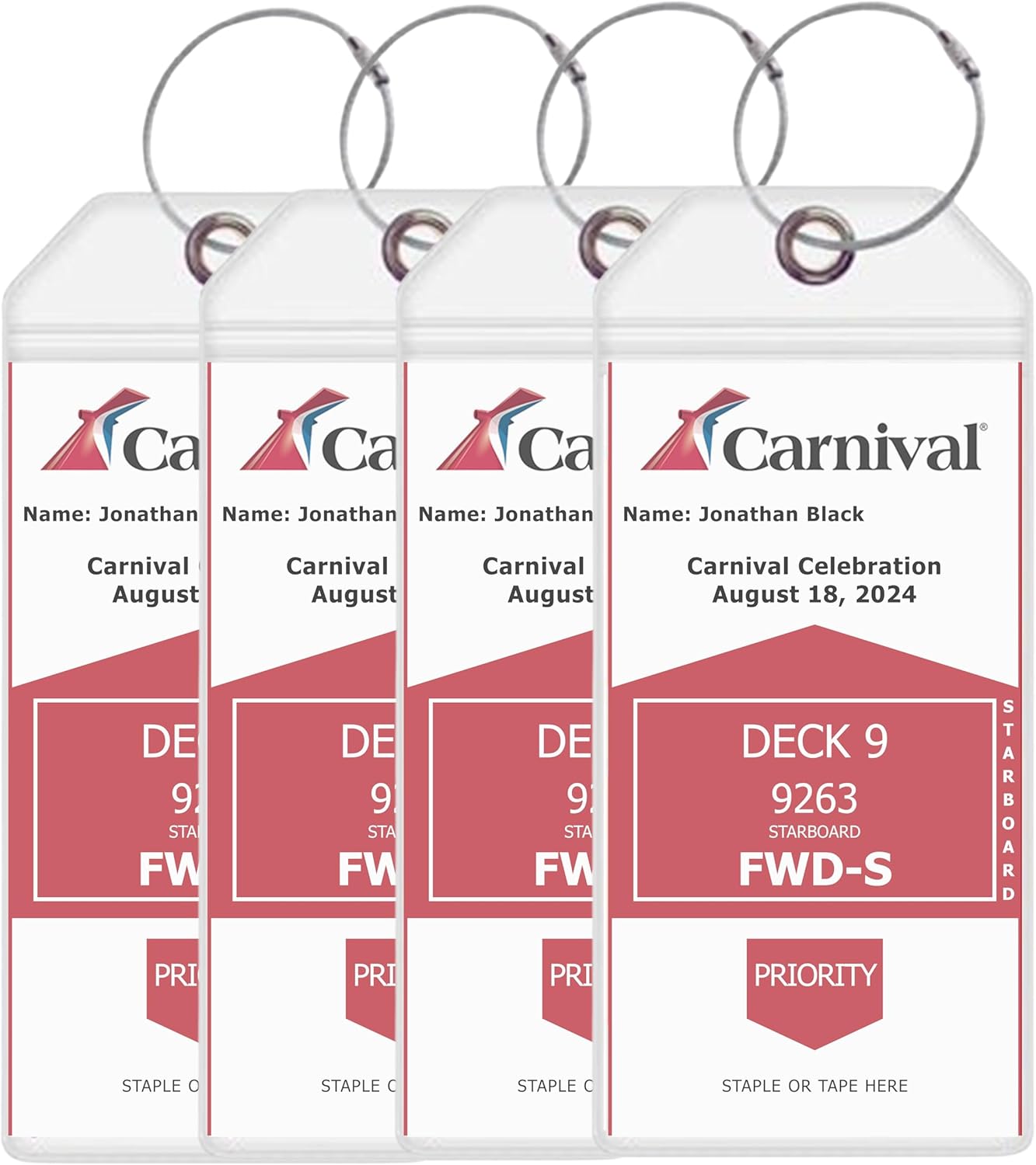 Carnival Cruise Luggage Tag Holders [4 Pack] – Waterproof, Durable ...