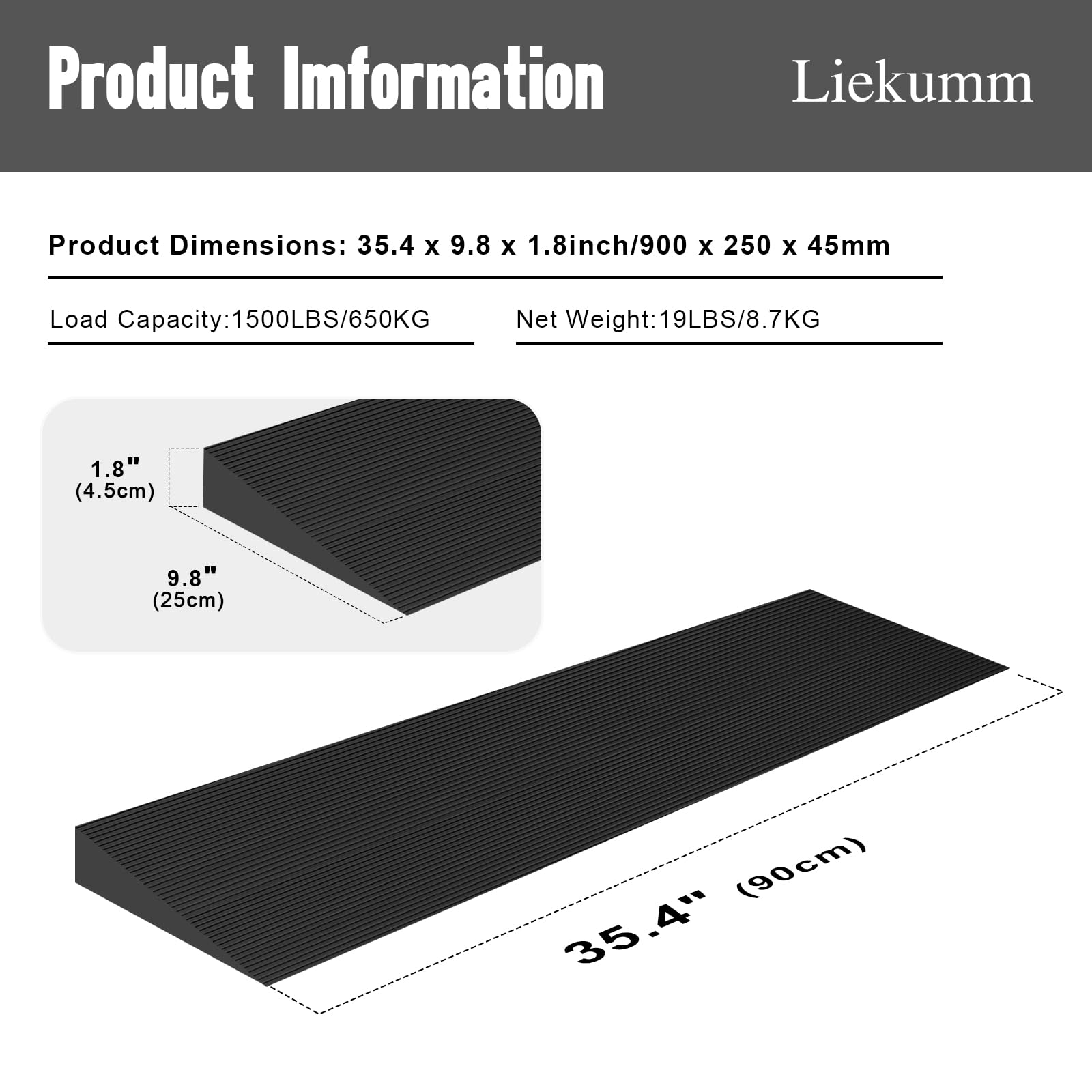 Snapklik.com : 1.8 Rise Threshold Ramp, 1500 LBS Capacity Threshold ...