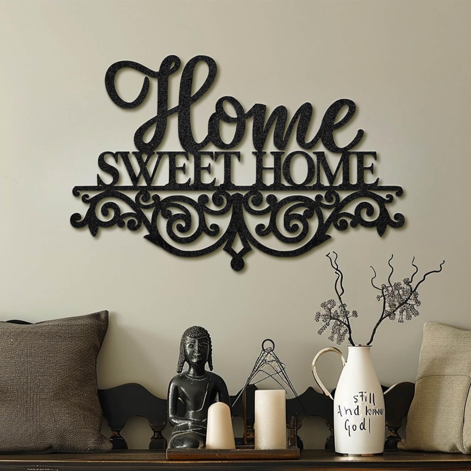 Amazon.com: Flewfar Home Sweet Home Metal Wall Decor, Front Door Sign ...