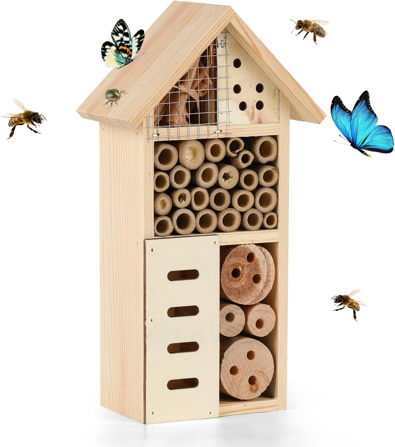 Amazon.com: MYOKBAR Wooden Mason Bee House,Butterfly Ladybug Bee Insect ...