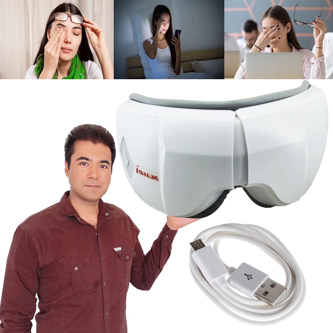 Eye Massager Machine With Heat -Vibration Air Pressure Reduce Dry Eye ...