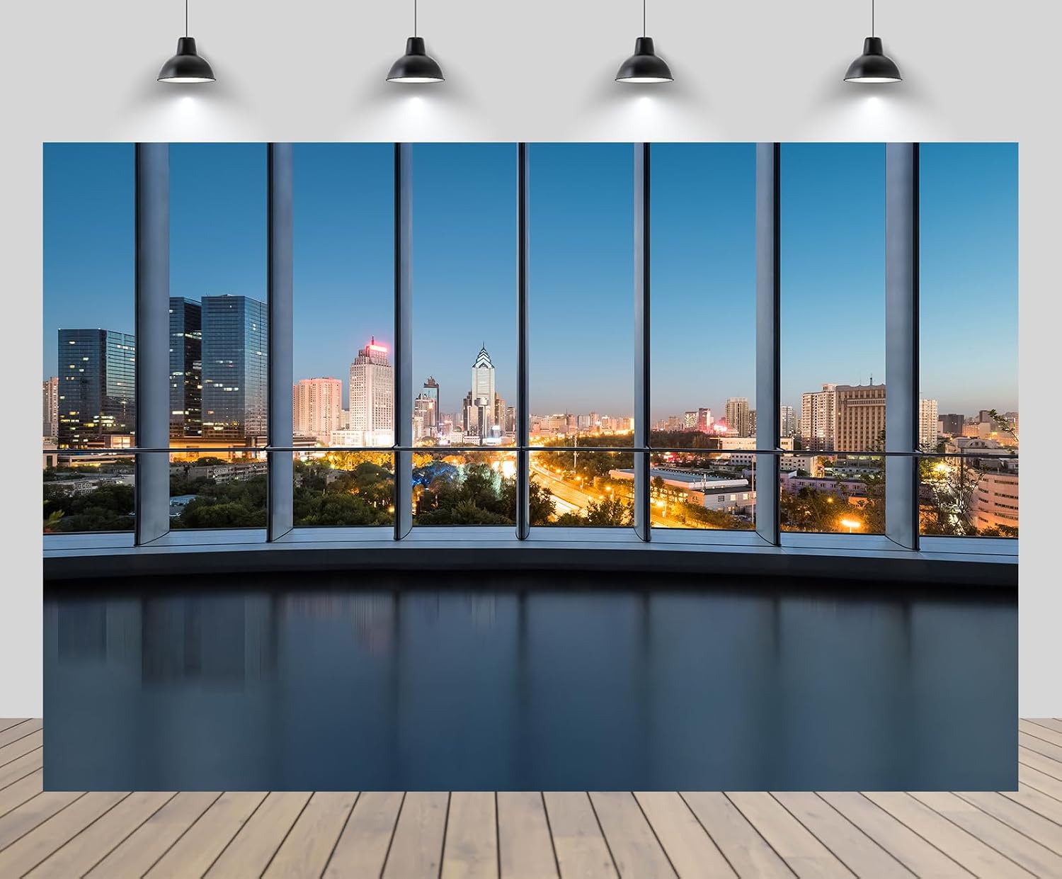 Amazon.com : CHNYWORK 15x8ft Modern Office Backdrop City Night Skyline ...
