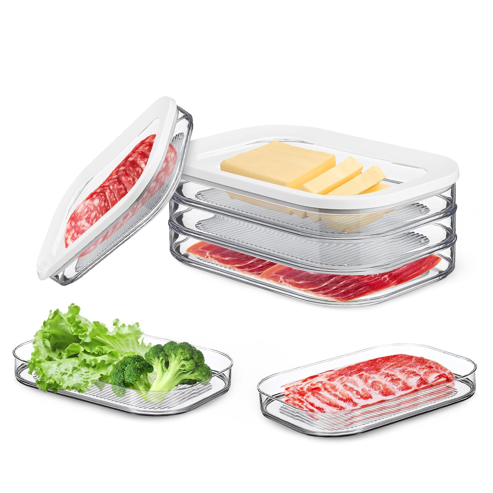 Amazon.com: NEEJUM Deli Meat Container for Fridge, Stackable Bacon ...