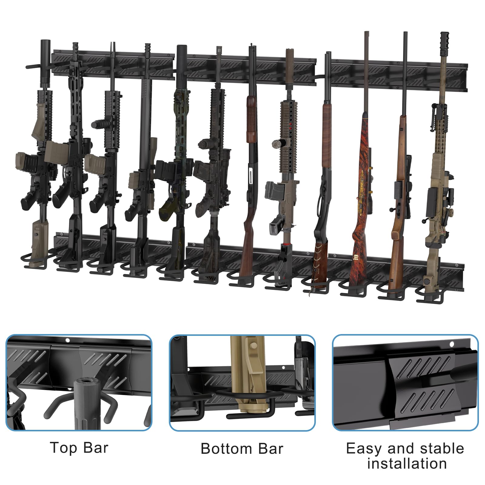 Gun-Rack, Upgrade Gun-Rack-for-Wall, Heavy Duty Steel Gun-Rack-Wall ...