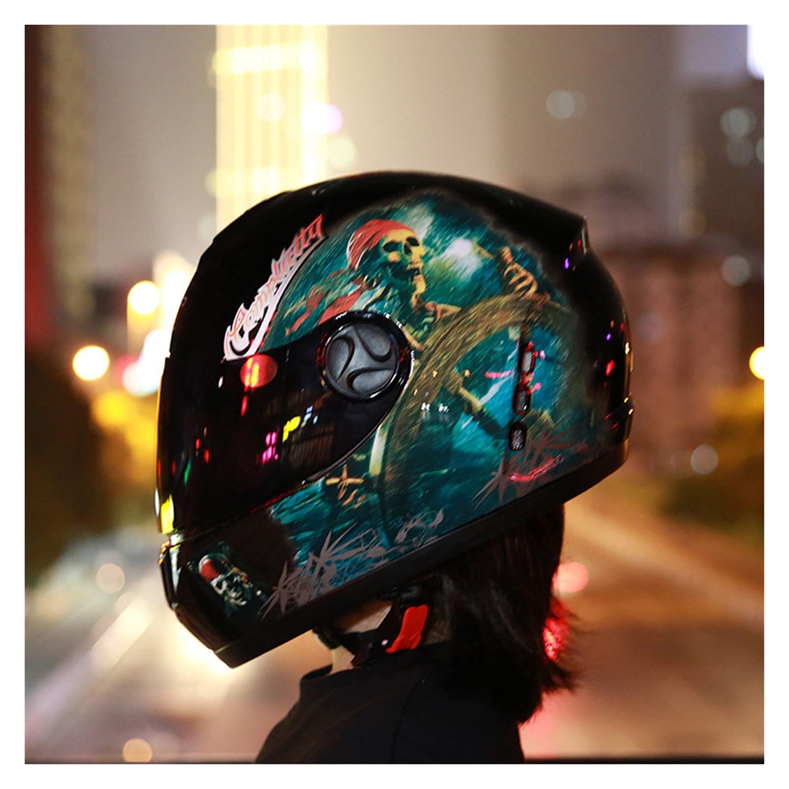 Vega Bolt Dx Wild Color Black Blue Full Face Helmet Dot