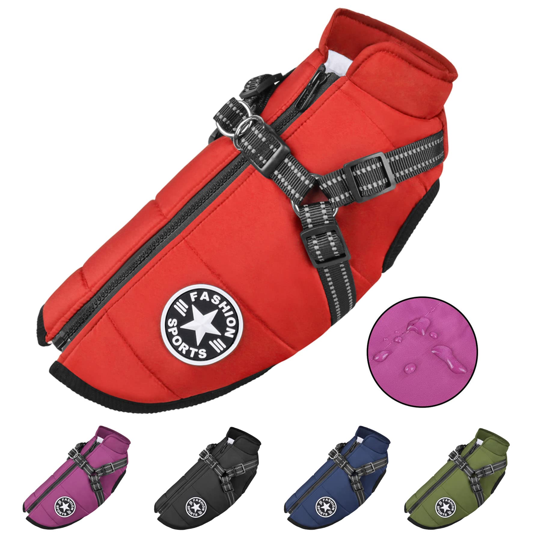 Dog Jacket with Harness, Waterproof Winter Dog Coat for Small Medium ...