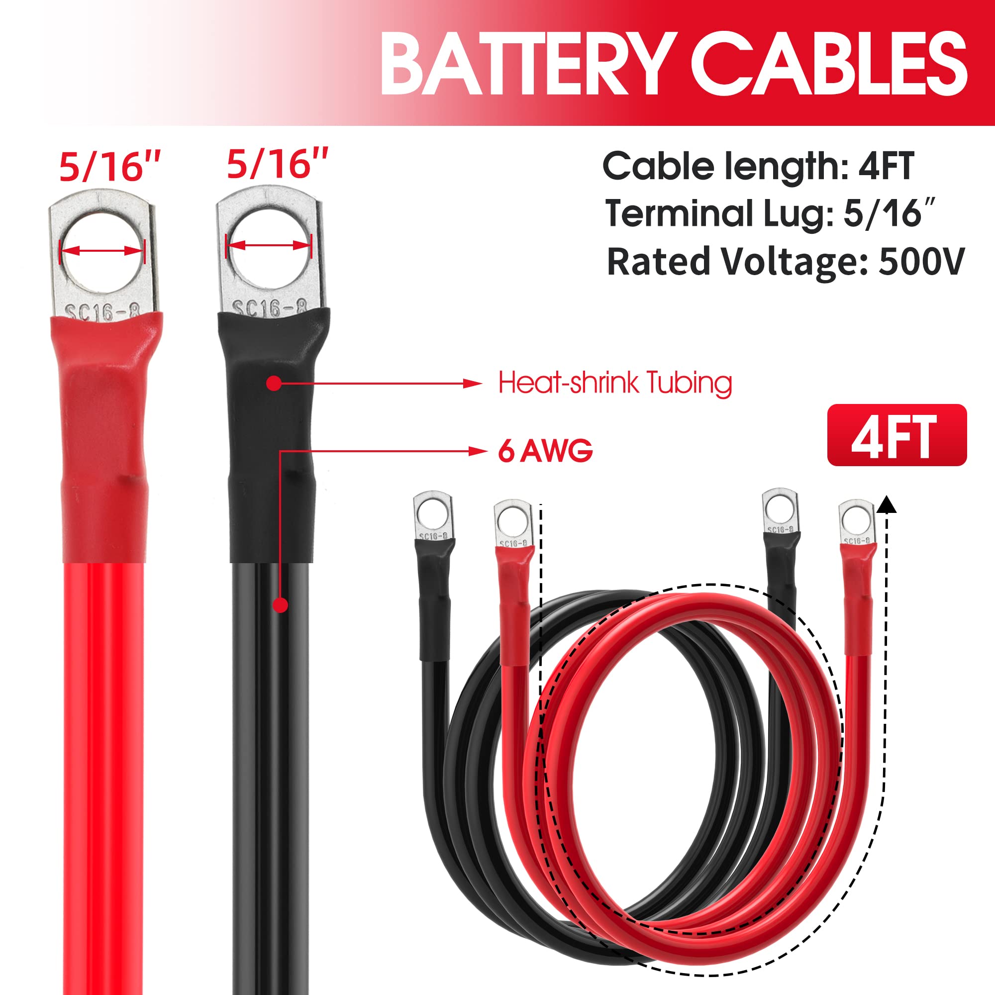 6 Awg Battery Cable Pair Of 6 Gauge AWG Battery Cables - Copper Wire ...