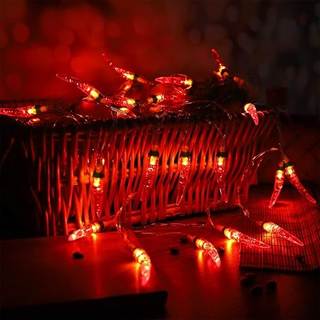 Lights4fun 20 Red Chilli Pepper Battery Operated LED Fairy Lights ...