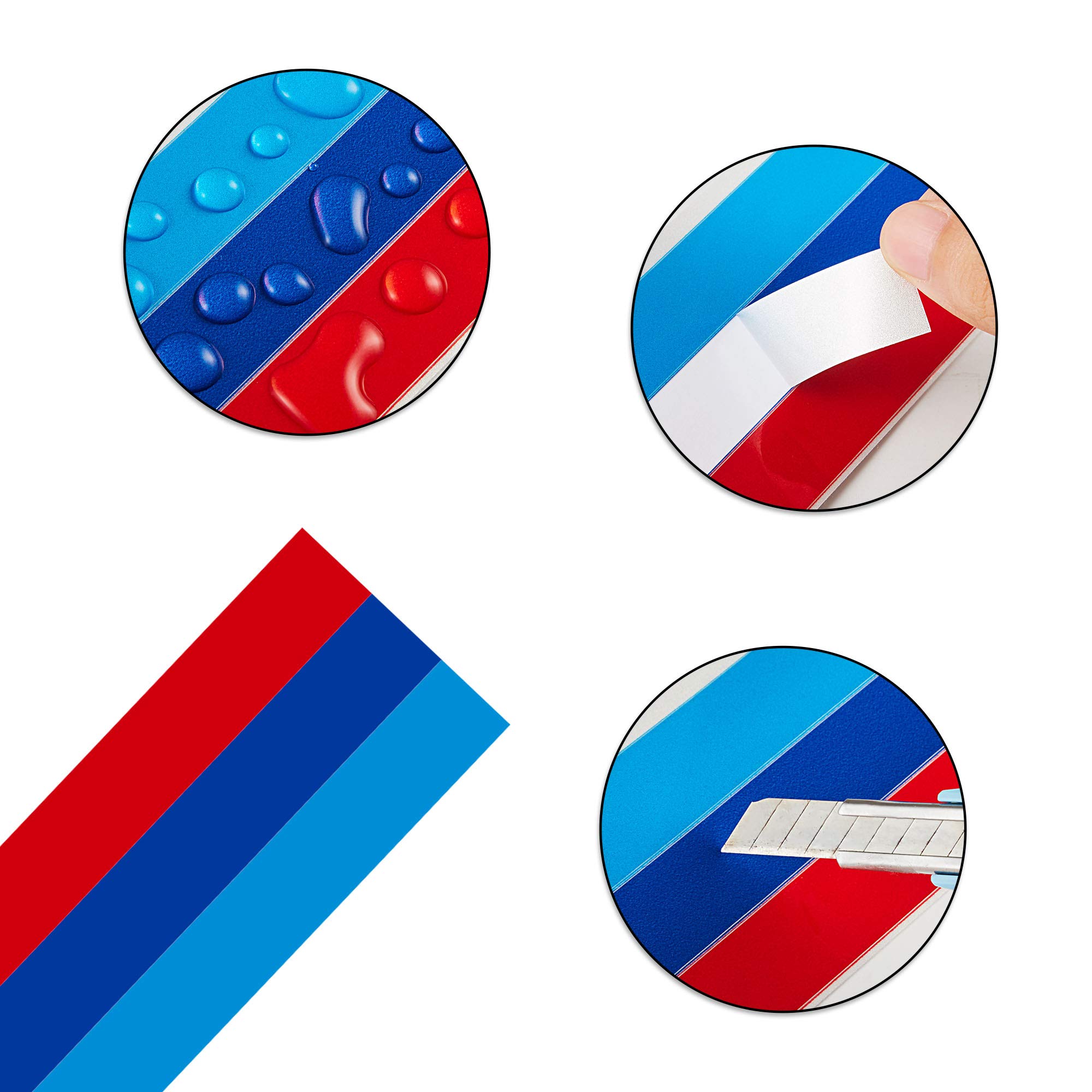 TOMALL 2Pcs 25cm M-Colored Stripe Stickers for Car 3-Color Sporting ...