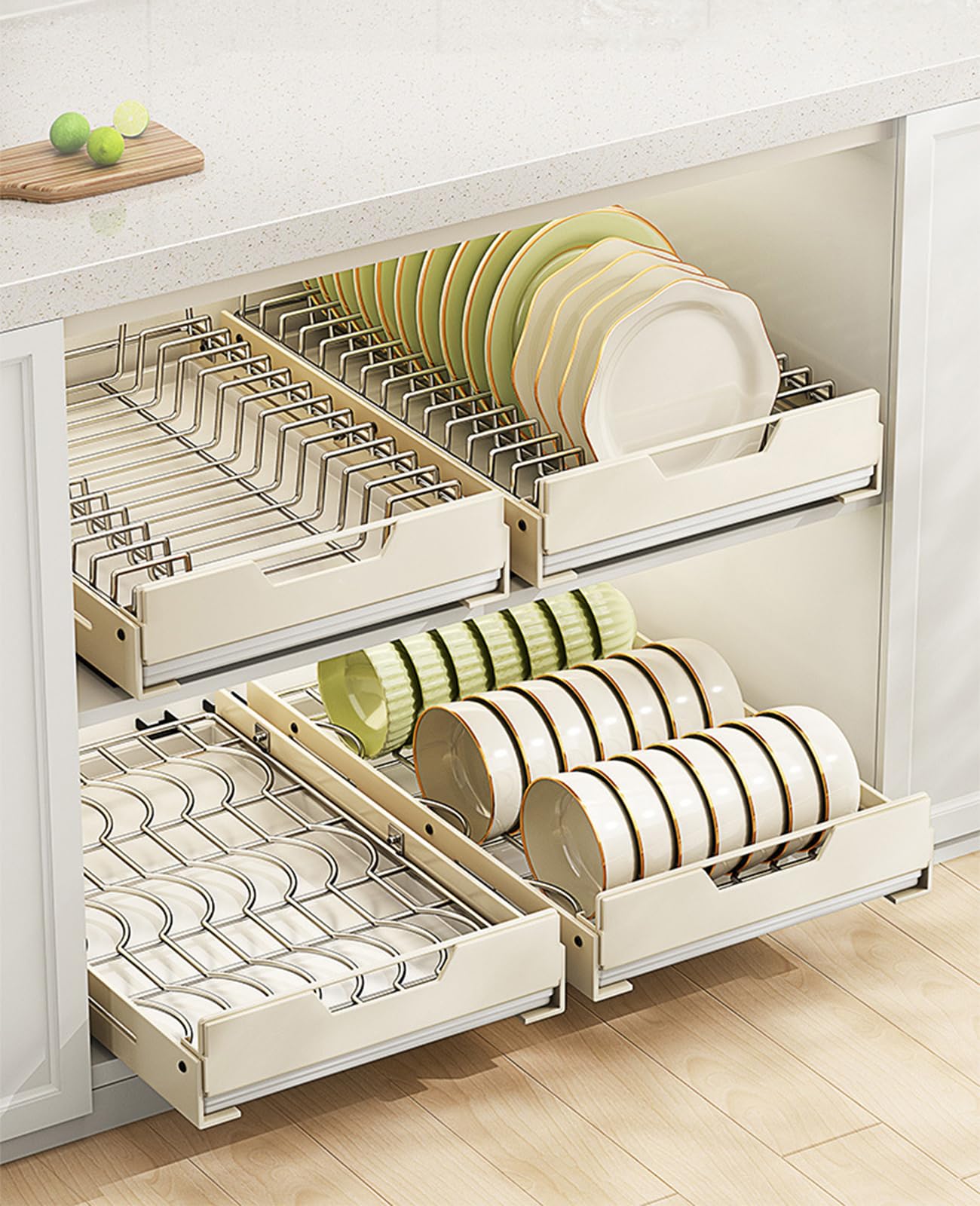 Pull Out Dish Racks Fixed with Adhesive Film, 2 Pack Pull Out Cabinet ...