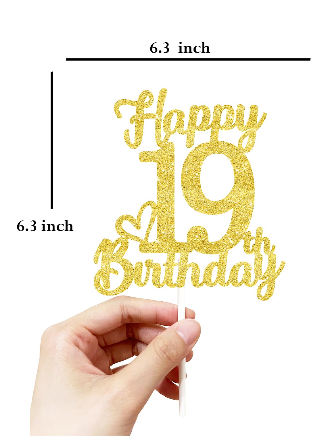 Snapklik.com : 19 Birthday Cake Toppers-Gold Glitter, 19th Cake Topper ...