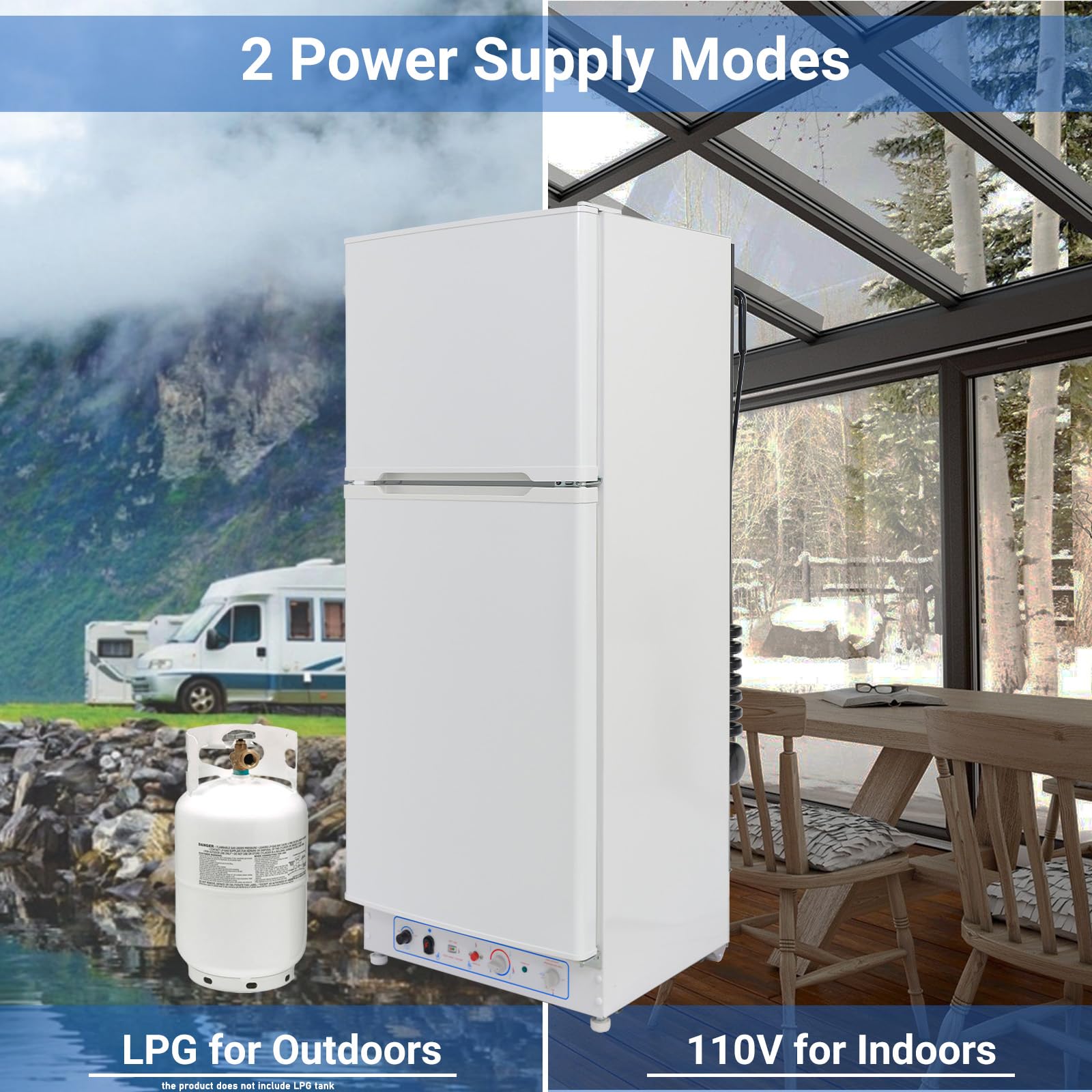 SMAD Propane Refrigerator With Top Freezer, Off-Grid Gas