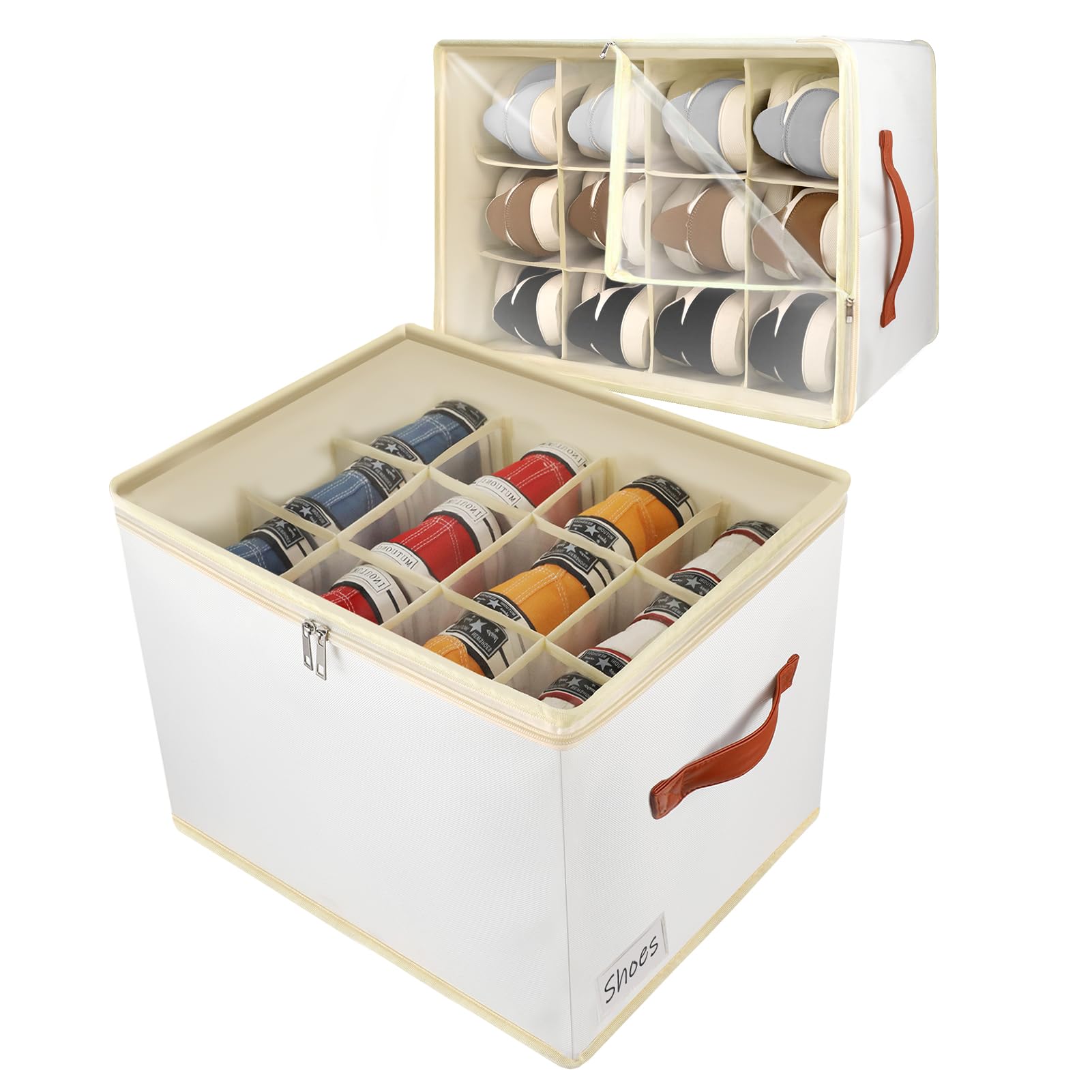 Amazon.com: Patinao 2 Pack Shoe Storage Box Organizer for Closet - 24 ...