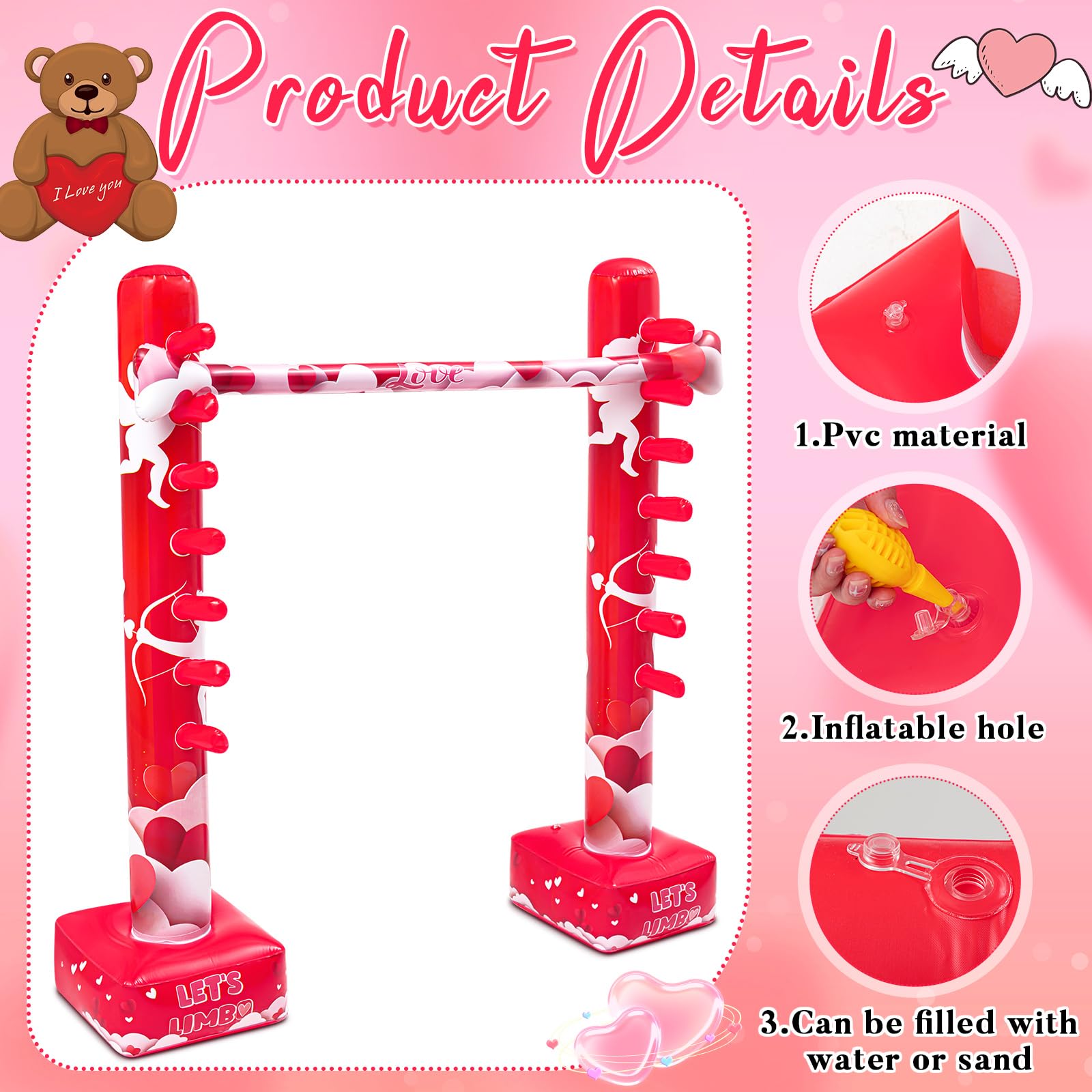 Threan Valentine's Day Inflatable Limbo Game for Little Ones Adults ...