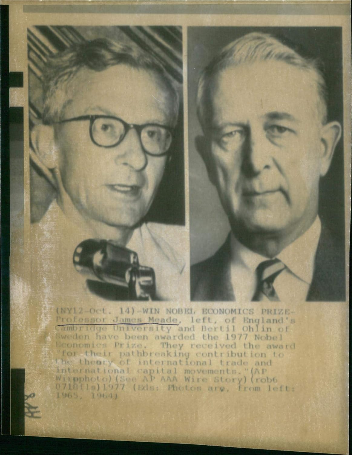 Amazon.com: Professor James Meade and Bertil Ohlin - Vintage Press ...