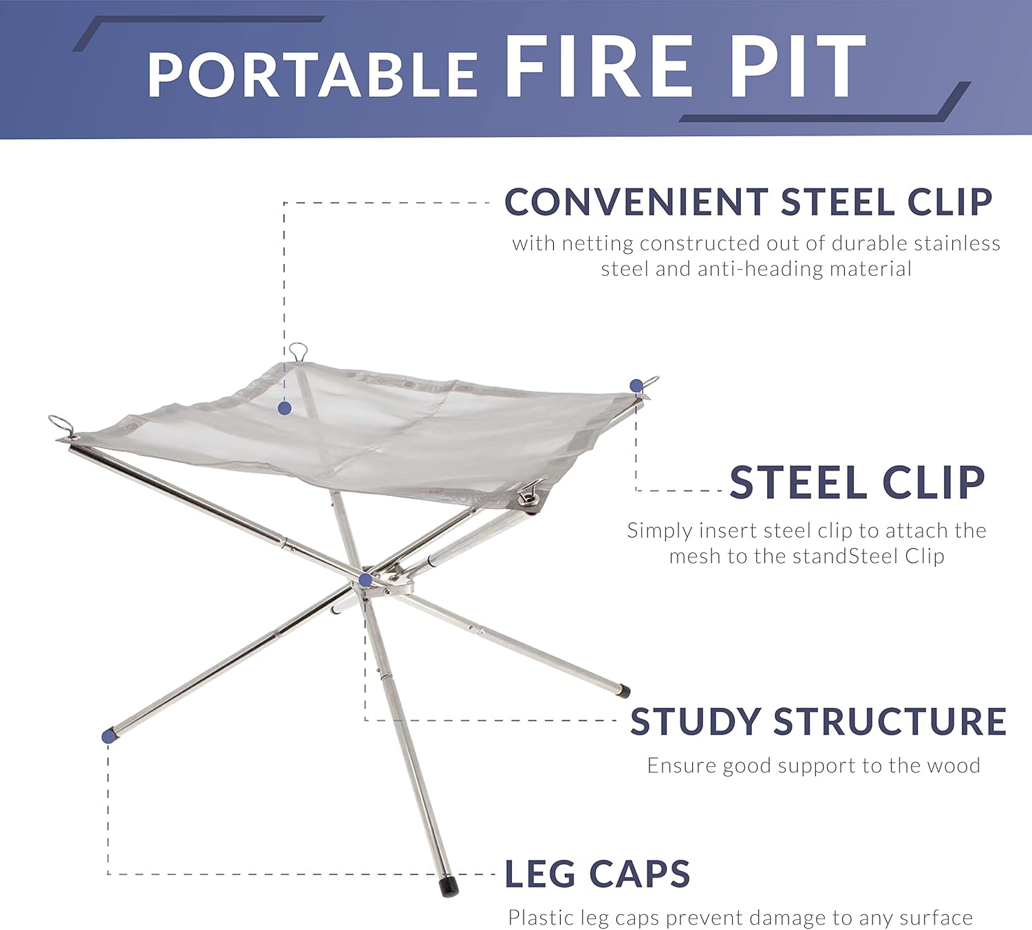 OneWiz Portable Outdoor Fire Pit Wood Burning ,Foldable Stainless Steel ...