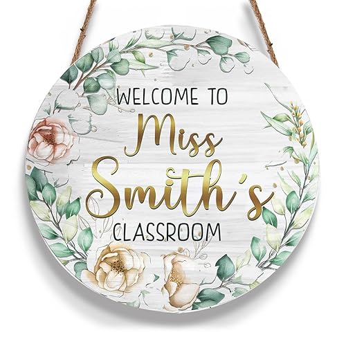 Amazon.com: Personalized Eucalyptus Wreath Welcome To Classroom Round ...