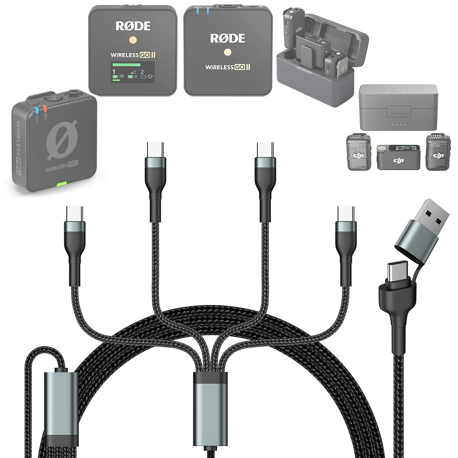 Amazon.com: Betschkim 4-in-2 USB C Cable Replacement for DJI Mic 2, Mic ...