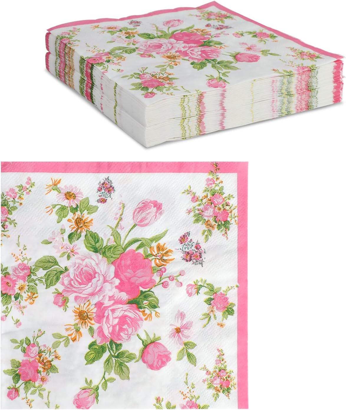 Vintage Floral Napkins 40PCS (2 Packs) - Elegant, Chic, Disposable ...