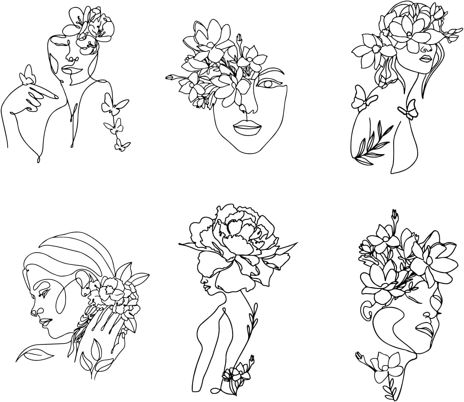 Amazon.com: SUPERDANT 6 Pieces Minimalist Abstract Figure Wall Decals ...