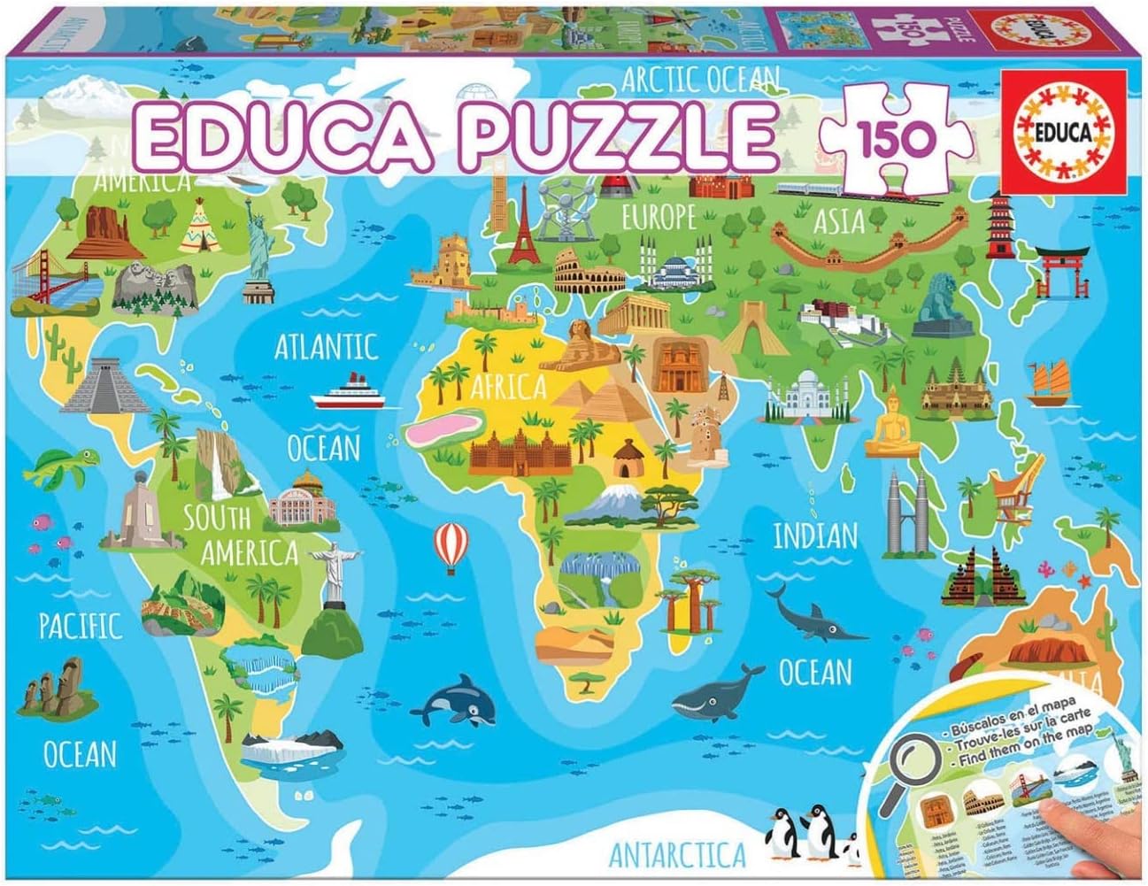Educa - World map Monuments Puzzle, 150 Pieces (18116) : Buy Online at ...