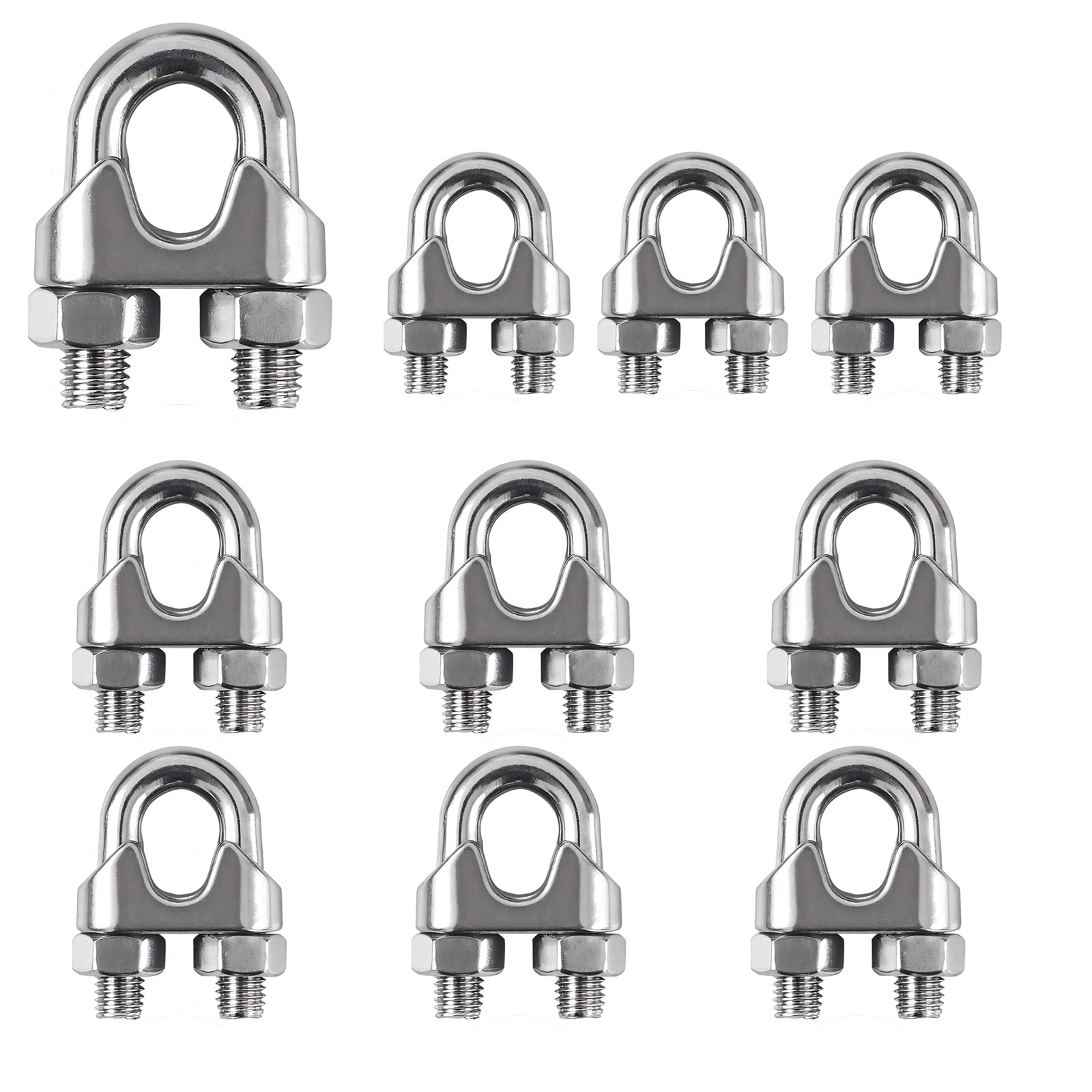 Bailinks 10 Pcs Wire Rope Clamp M4, 304 Stainless Steel U Bolt Saddle ...