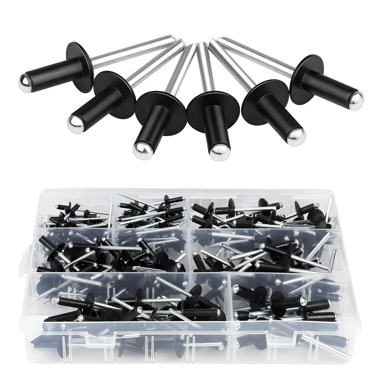 Amazon.com: 200PCS Black Pop Rivets Assortment Kit, 7 Sizes 1/8" 3/16 ...